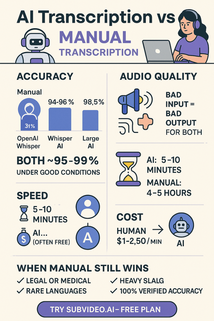 AI Transcription vs Manual Transcription – Full Comparison 2025